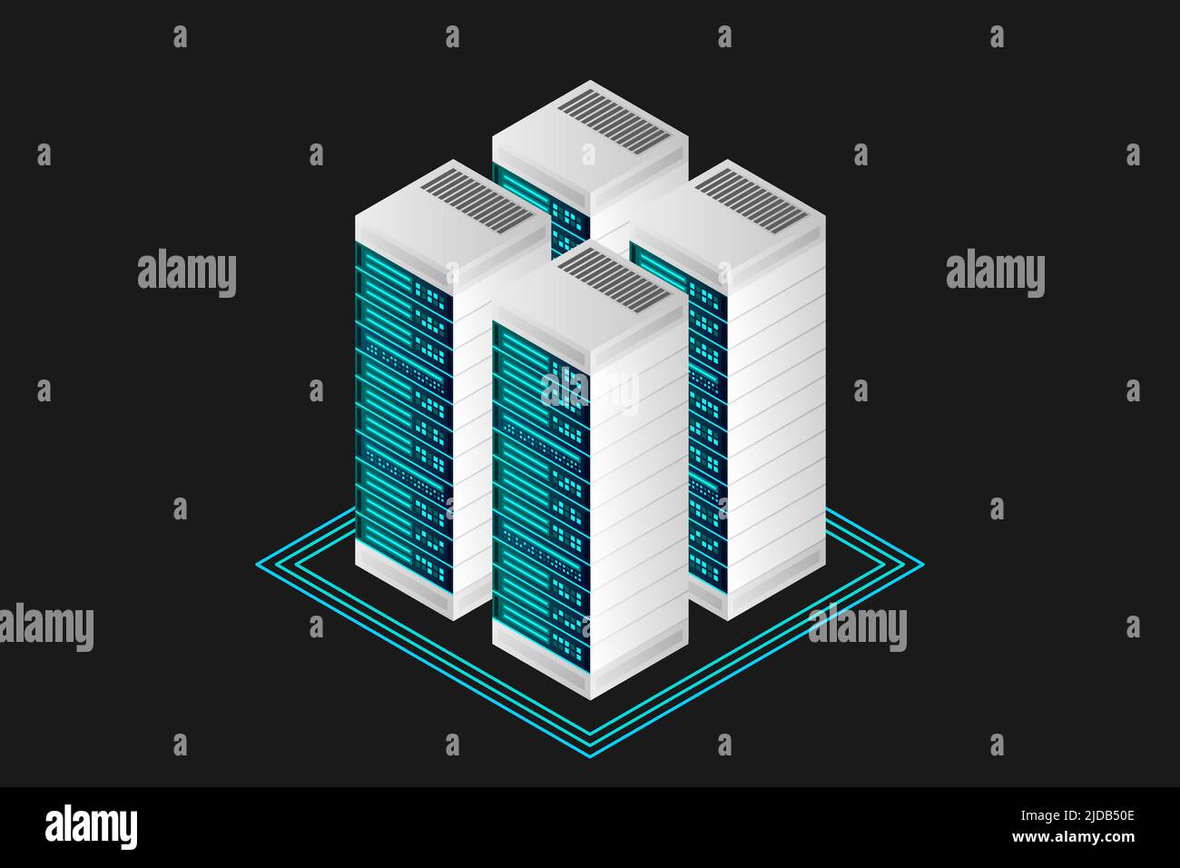 Server room isometric vector, futuristic technology of data protection ...
