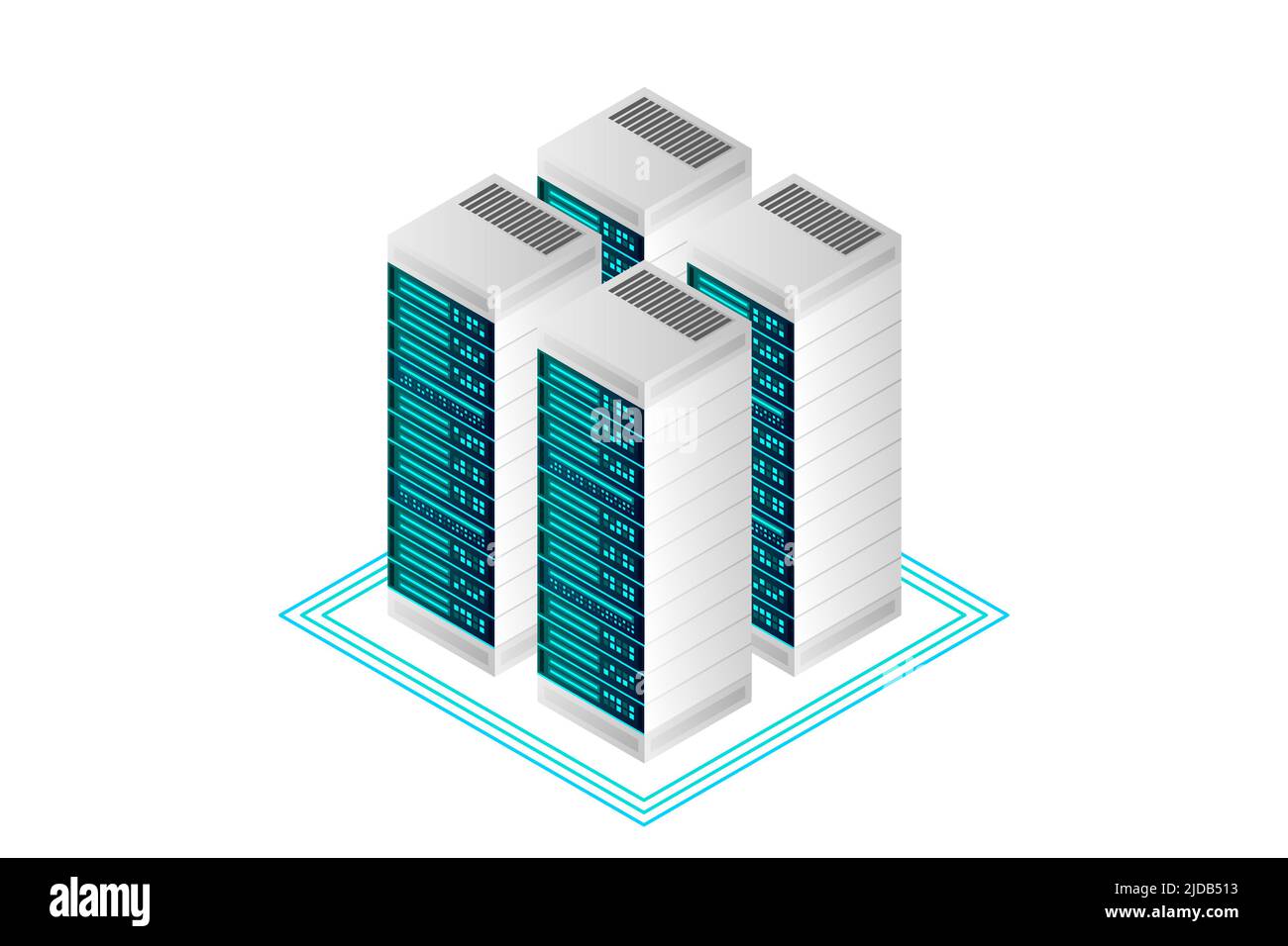 Server room isometric vector, futuristic technology of data protection ...