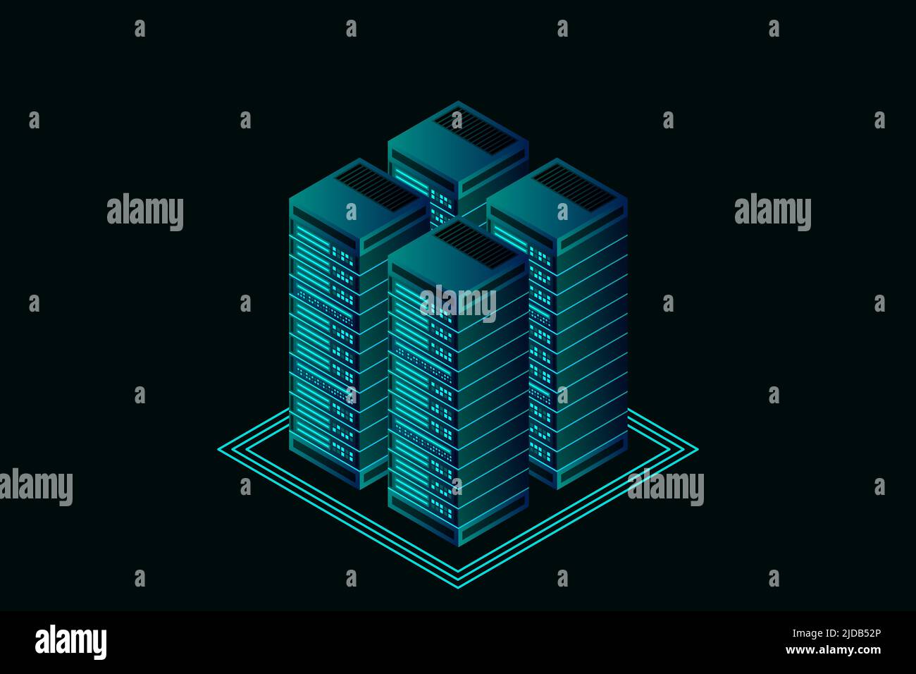 Server room isometric vector, futuristic technology of data protection ...