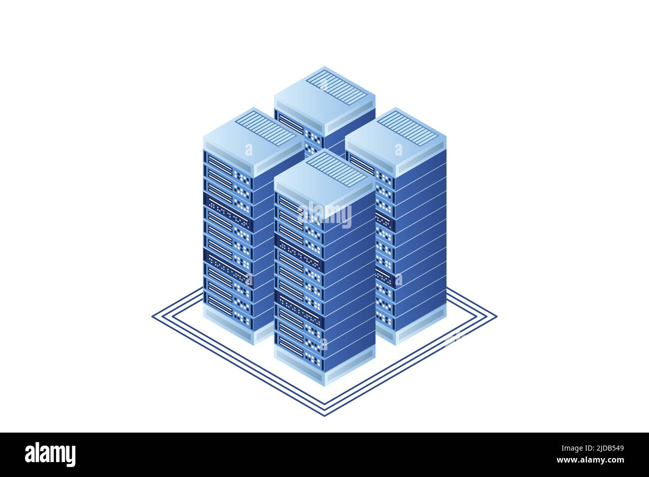 Server Room Isometric Vector Futuristic Technology Of Data Protection And Processing