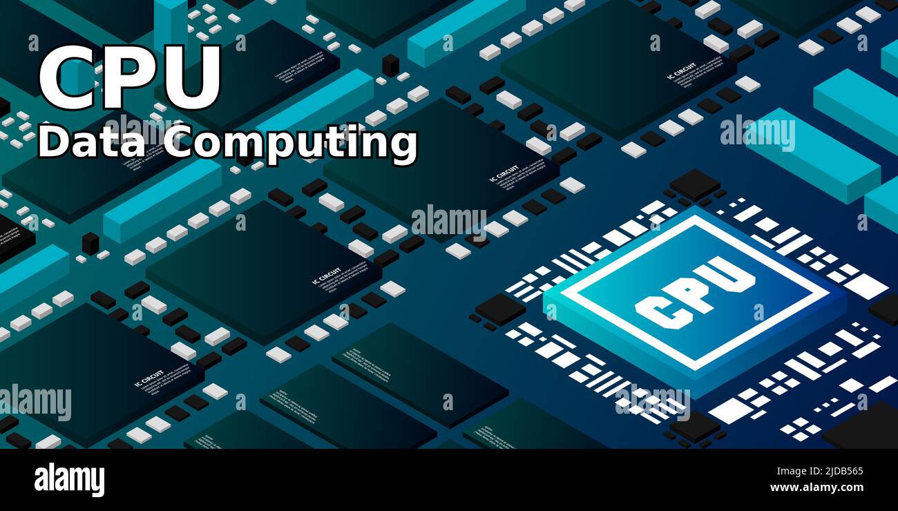 Artificial intelligence micro chip illustration. Quantum computing. PC ...