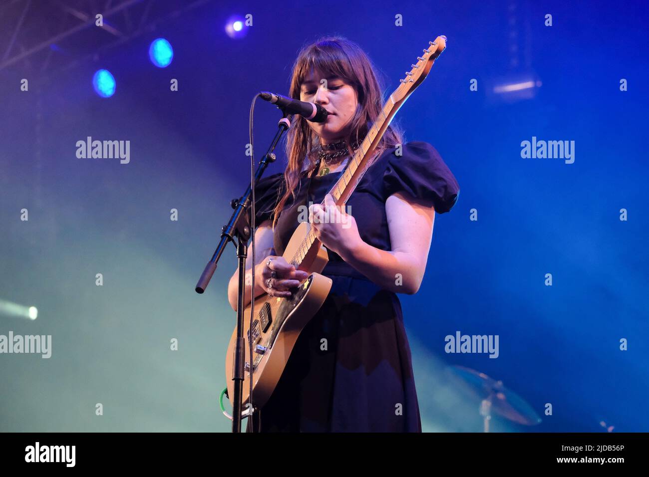 Newport, UK. 19th June, 2022. Rhian Teasdale, lead vocalist and rhythm ...