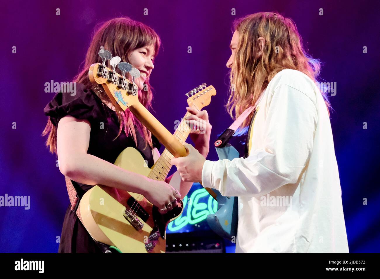 Newport, UK. 19th June, 2022. (L-R) Rhian Teasdale. lead vocalist and ...