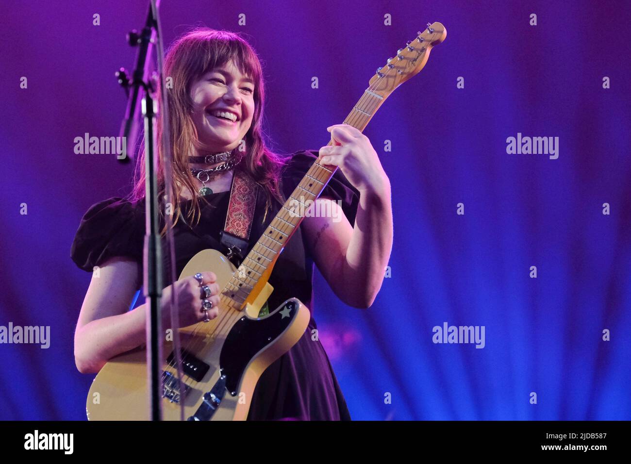 Rhian Teasdale, lead vocalist and rhythm guitarist with British indie ...