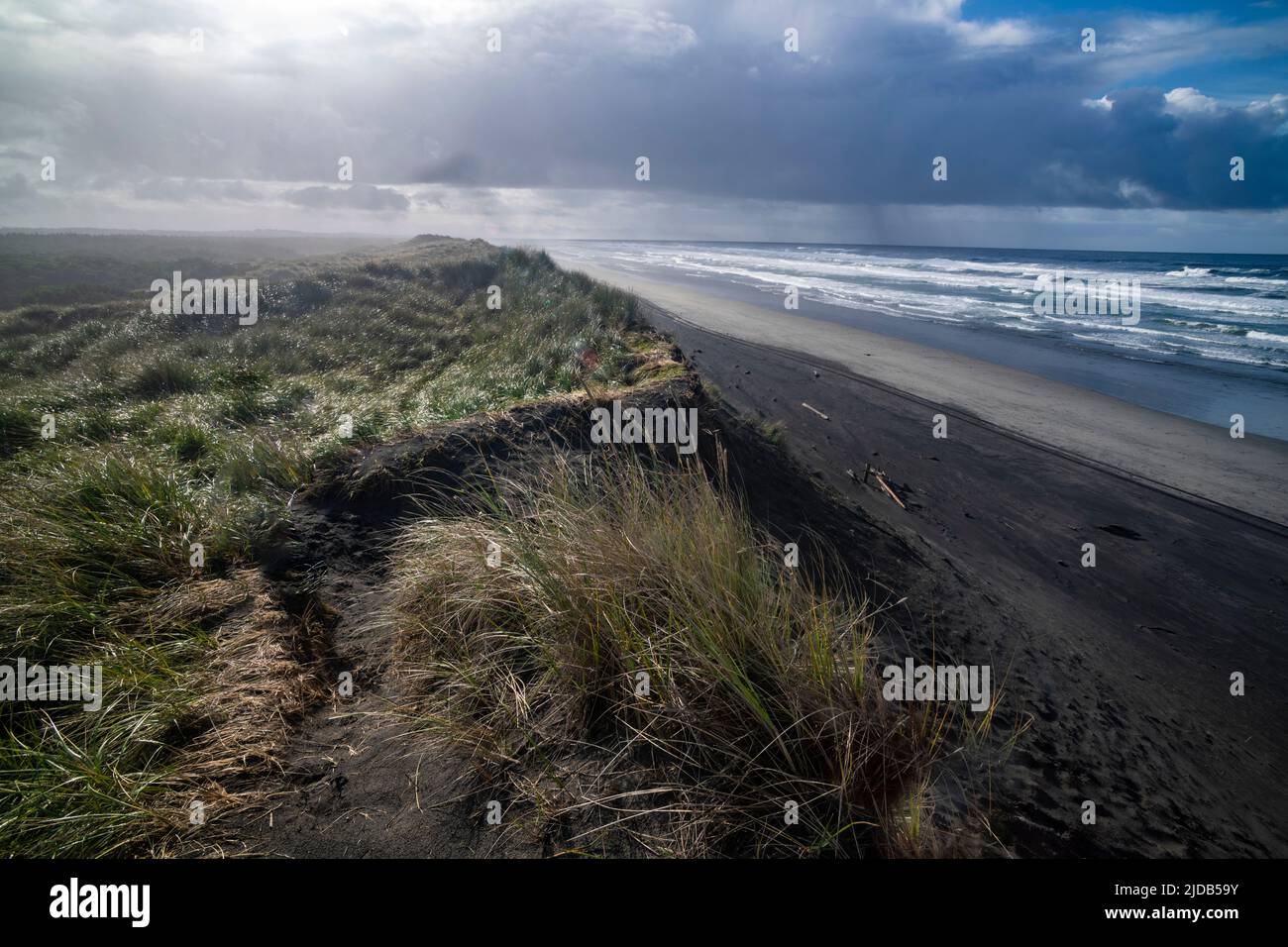 A stretch of beach at Fort Stevens State Park, Oregon near the mouth of ...