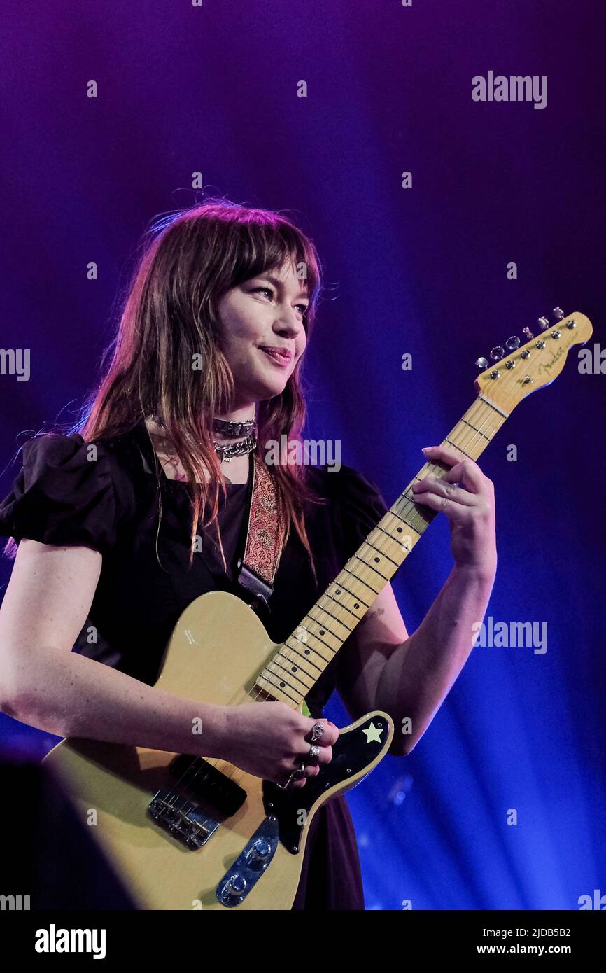 Rhian Teasdale, lead vocalist and rhythm guitarist with British indie ...