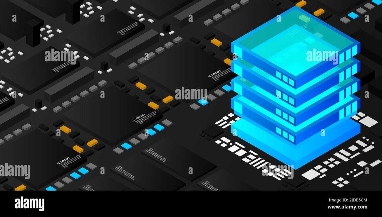 Artificial intelligence micro chip illustration. Quantum computing. PC ...
