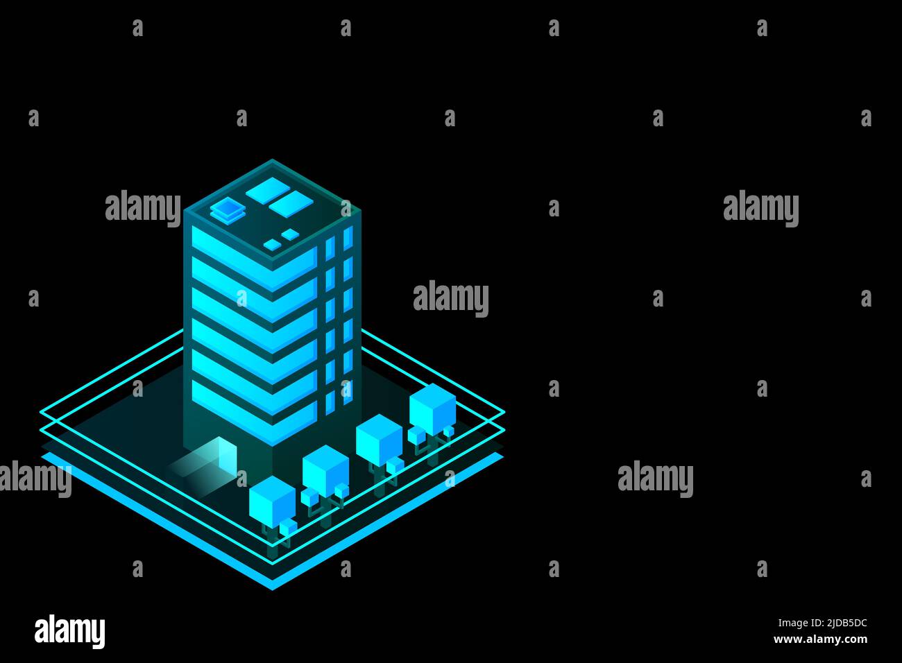 Smart city or intelligent building isometric vector concept. Modern ...