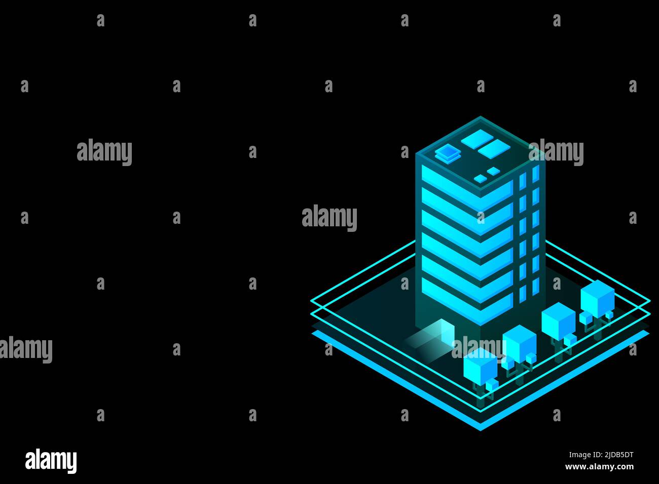 Smart city or intelligent building isometric vector concept. Modern ...