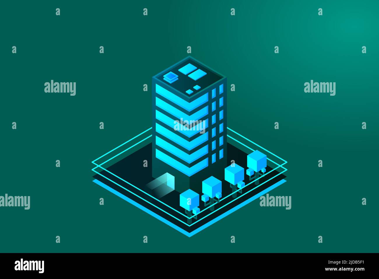 Smart city or intelligent building isometric vector concept. Modern ...
