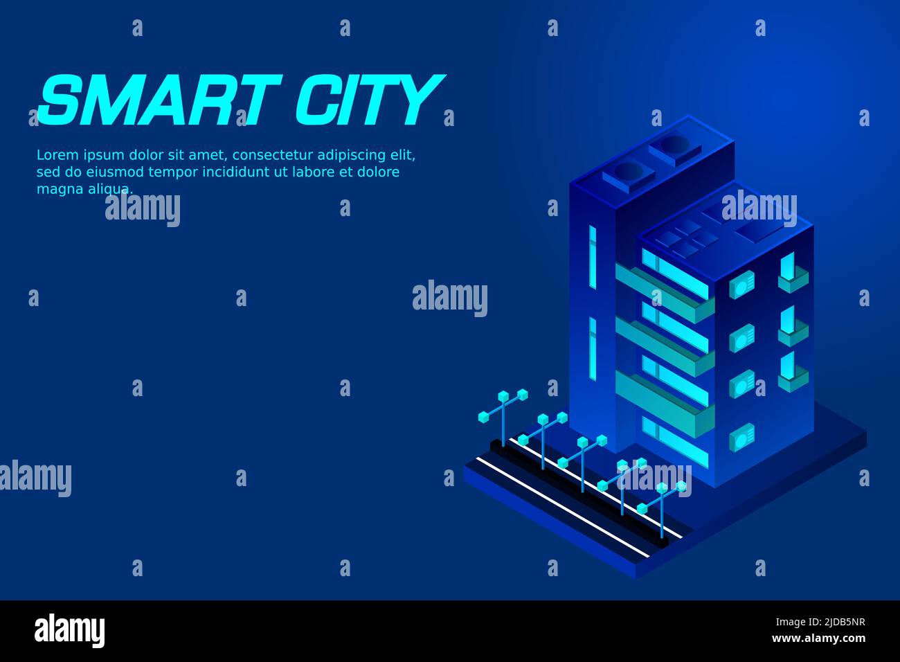 Smart city or intelligent building isometric vector concept. Modern ...