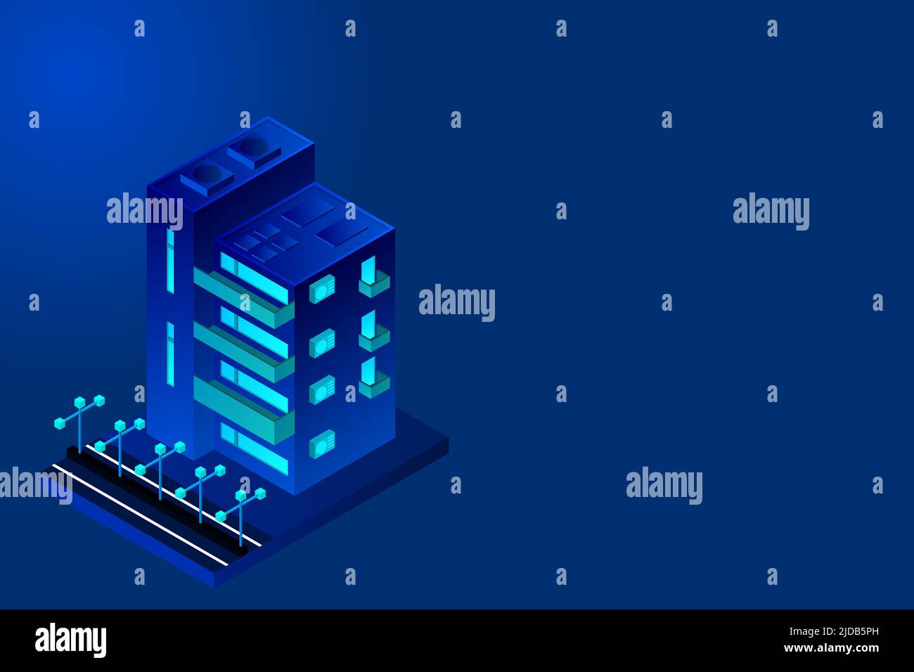 Smart city or intelligent building isometric vector concept. Modern ...