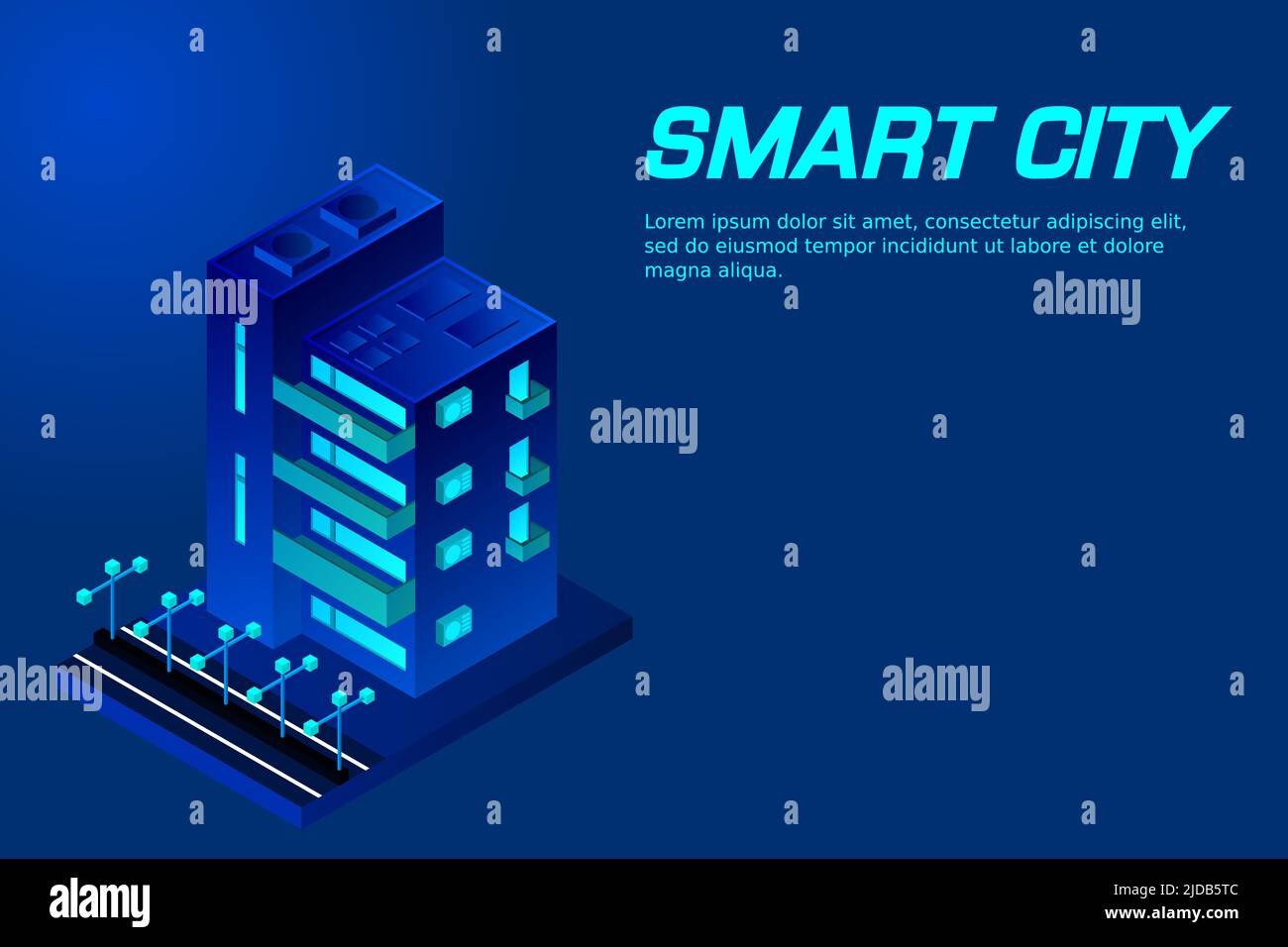 Smart city or intelligent building isometric vector concept. Modern ...