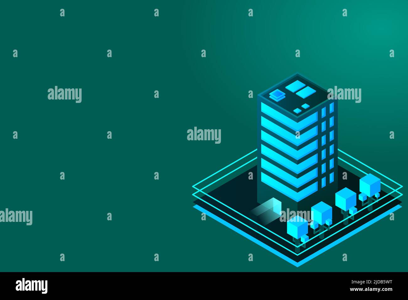 Smart city or intelligent building isometric vector concept. Modern ...