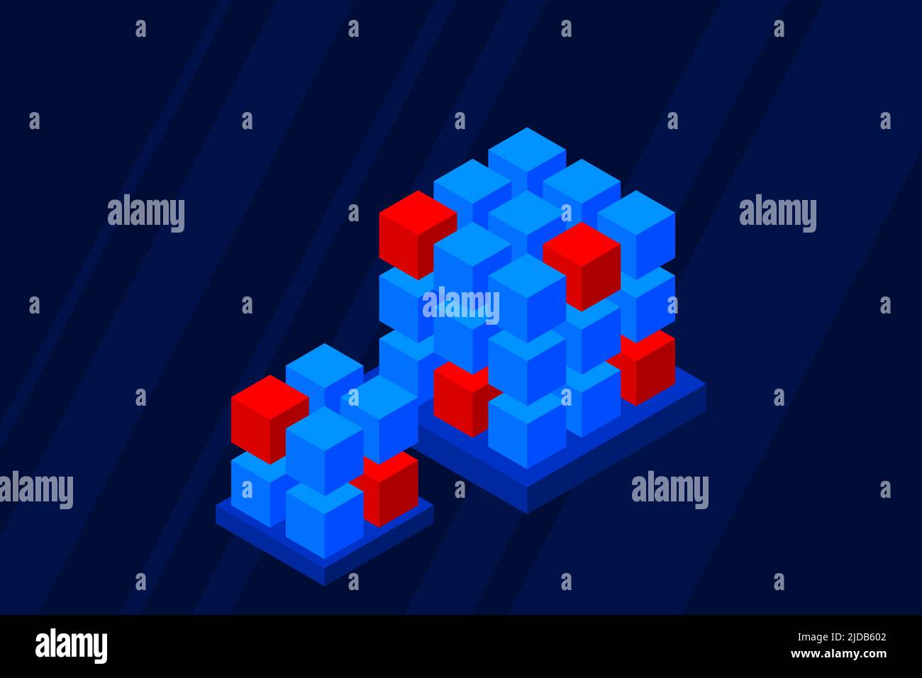 Isometric Digital Technology Web Banner. BIG DATA Machine Learning Algorithms. Analysis and ...