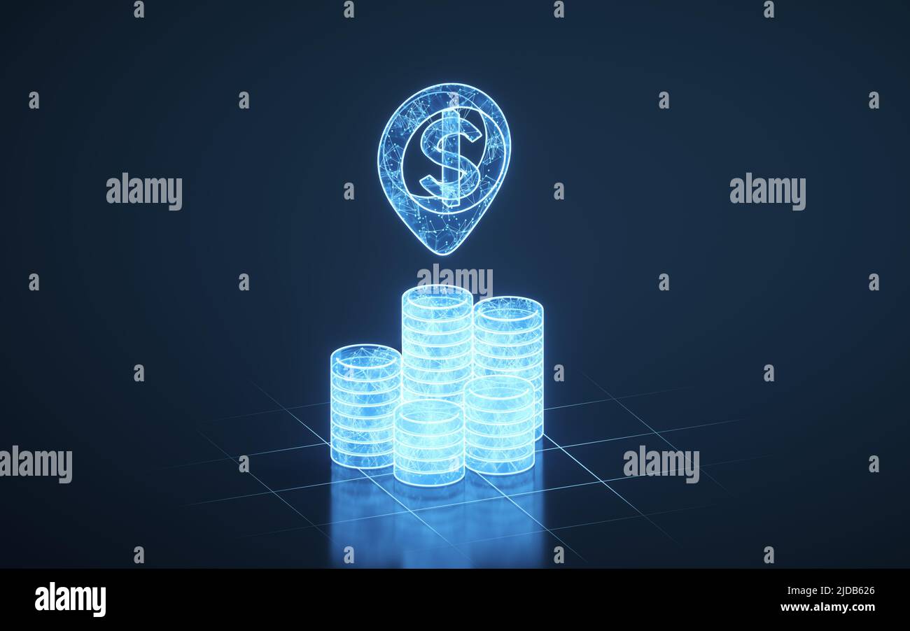 Money mark with digital lines structure, 3d rendering. Computer digital ...
