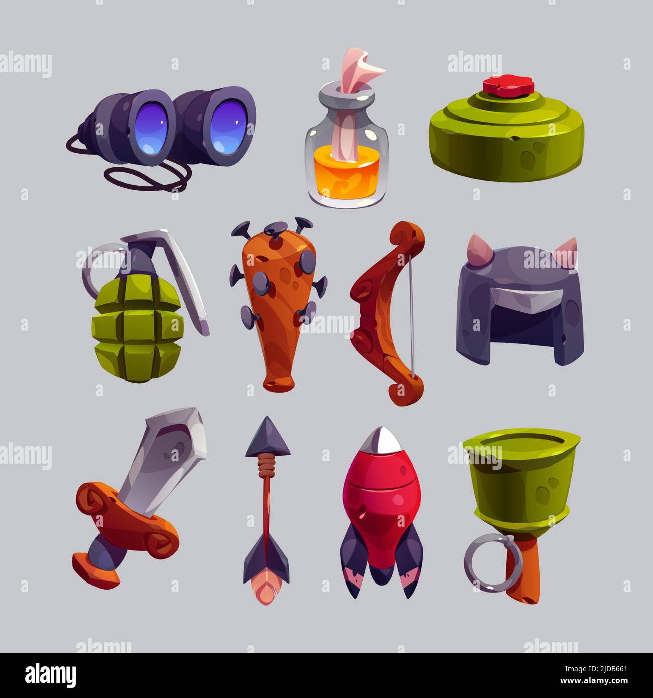 Military game icons cartoon vector set. Isolated war weapon collection ...