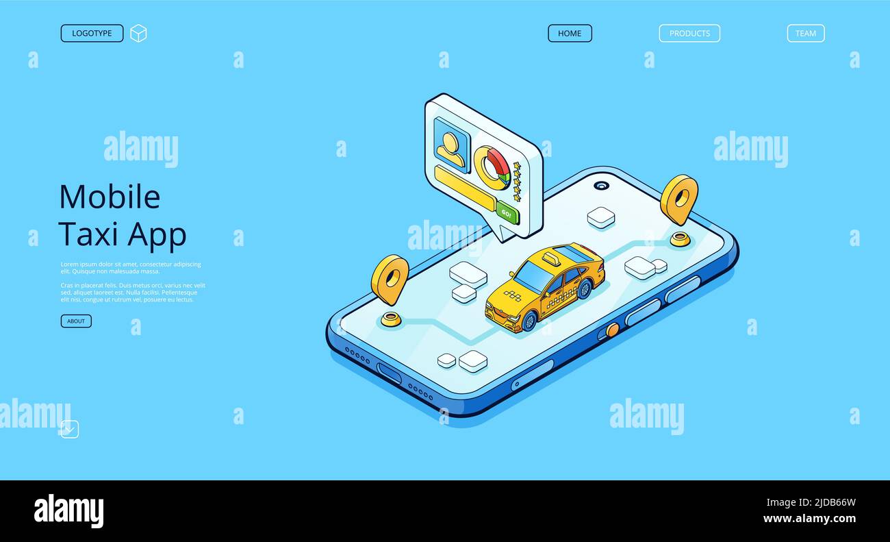 Mobile taxi app banner. Online service for order passenger carrier ...