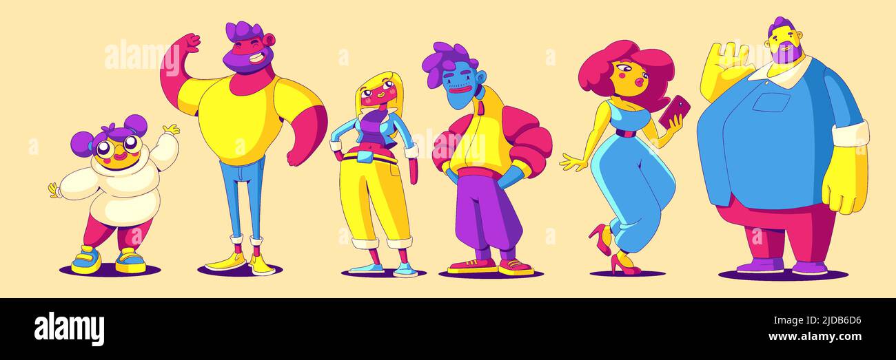 Contemporary art with funny abstract characters. Vector cartoon set of ...