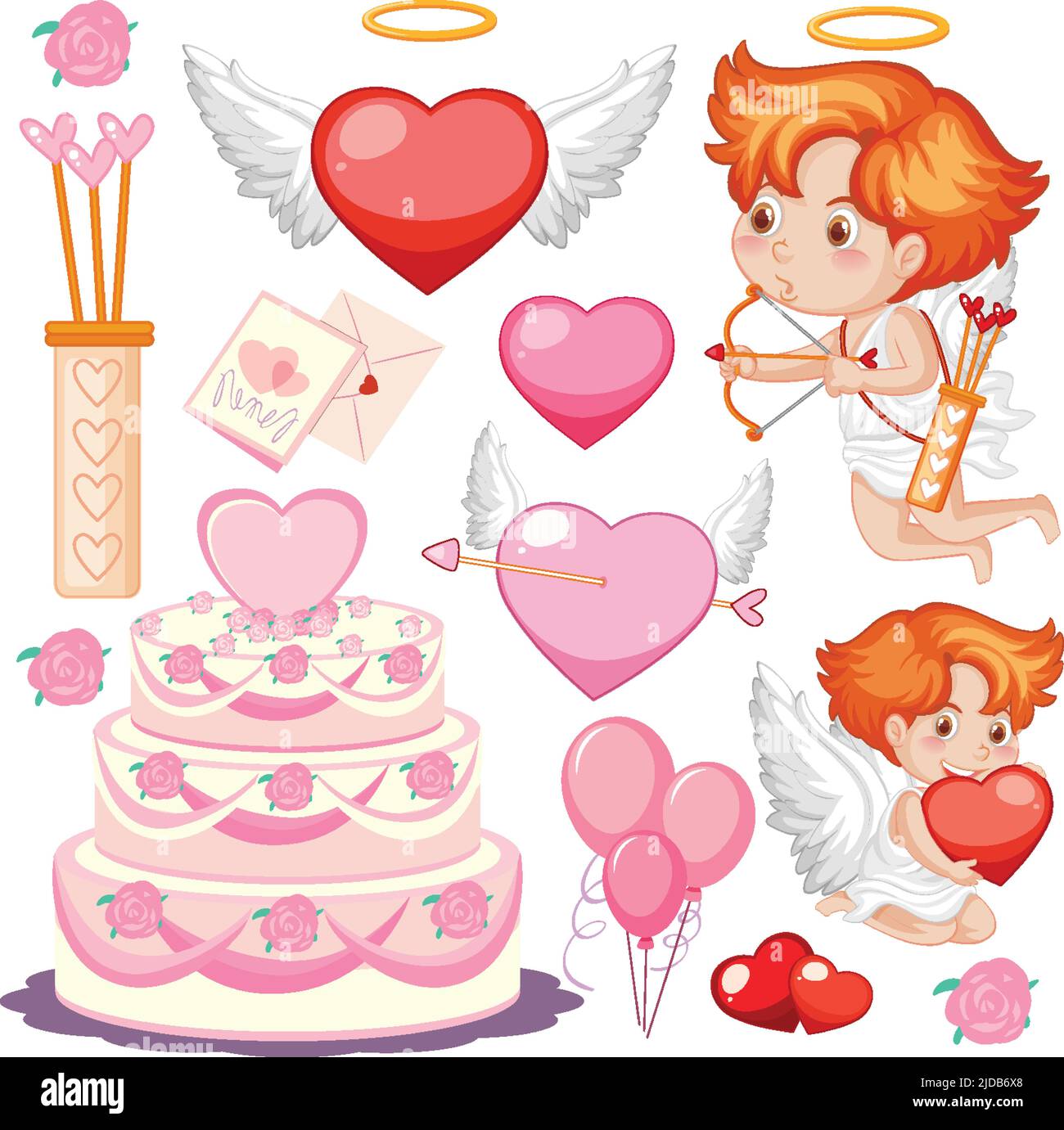 Little cupid and heart seamless pattern illustration Stock Vector Image ...