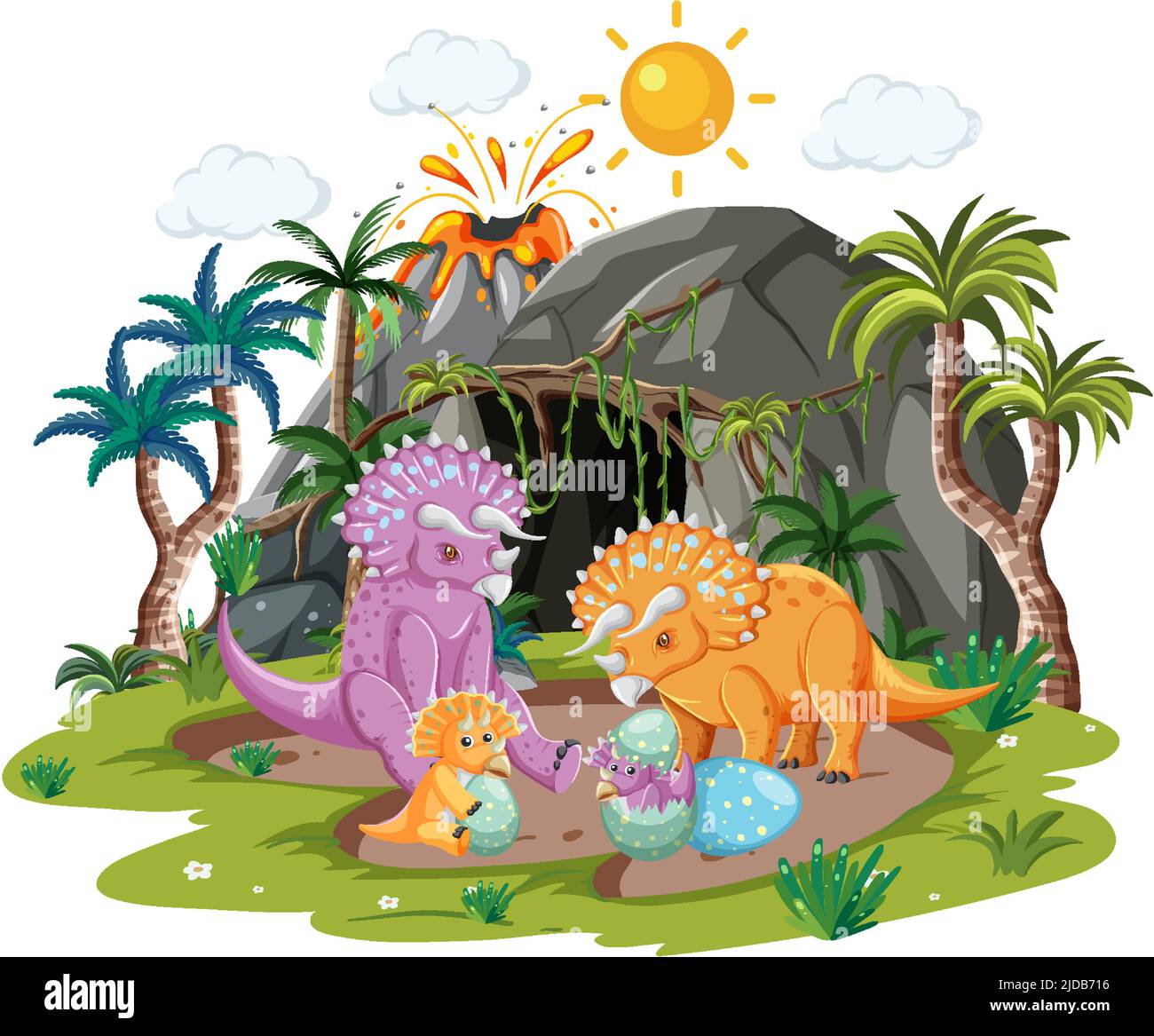 Dinosaur in the forest isolated illustration Stock Vector Image & Art ...