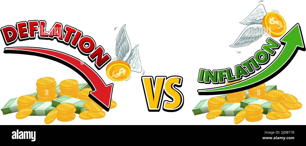 Inflation vs deflation with arrow going up and down illustration Stock ...