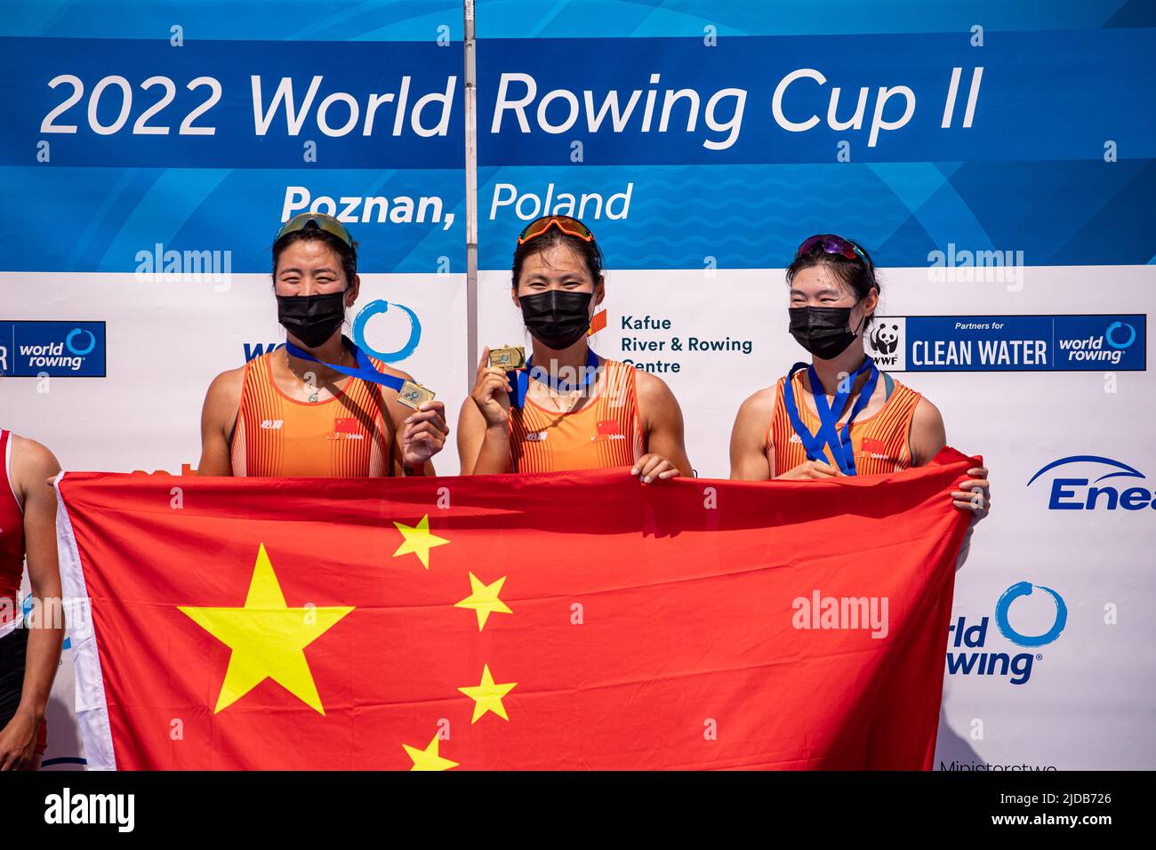 Poznan, Poland. 19th June, 2022. Rowers of Team China pose after ...