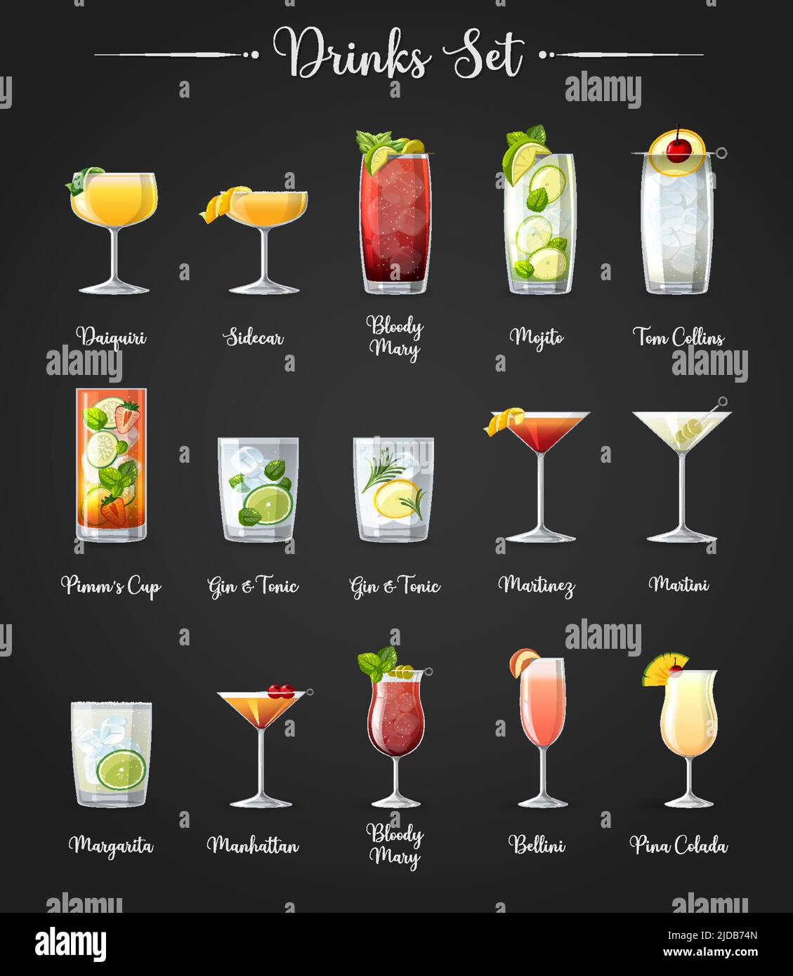 Cocktail menu poster design illustration Stock Vector Image & Art - Alamy