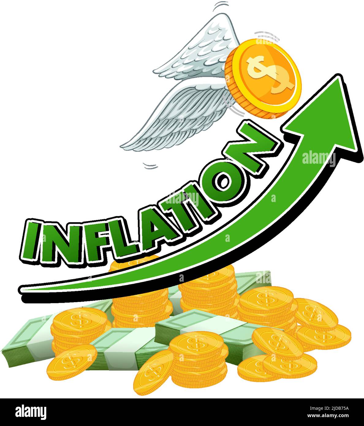 Inflation with green arrow going up illustration Stock Vector Image ...