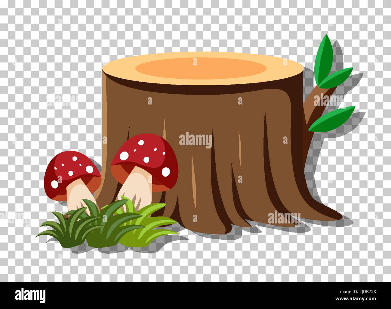 Tree stump isolated on grid background illustration Stock Vector Image ...