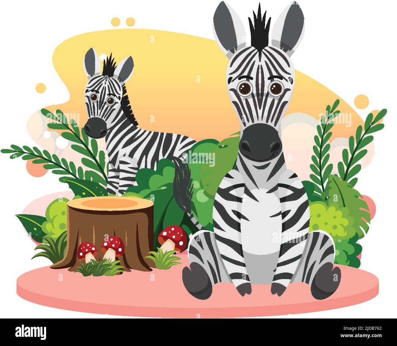 Two cute zebras in flat cartoon style illustration Stock Vector Image ...