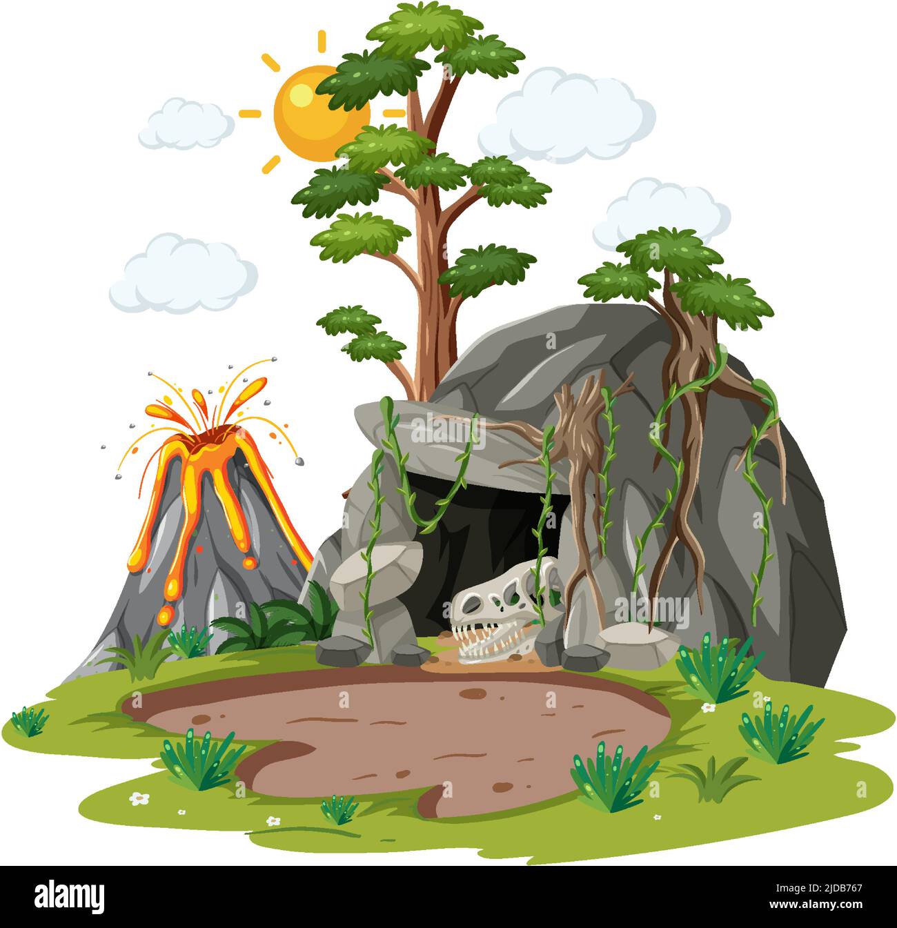 Nature cave in forest isolated illustration Stock Vector Image & Art ...