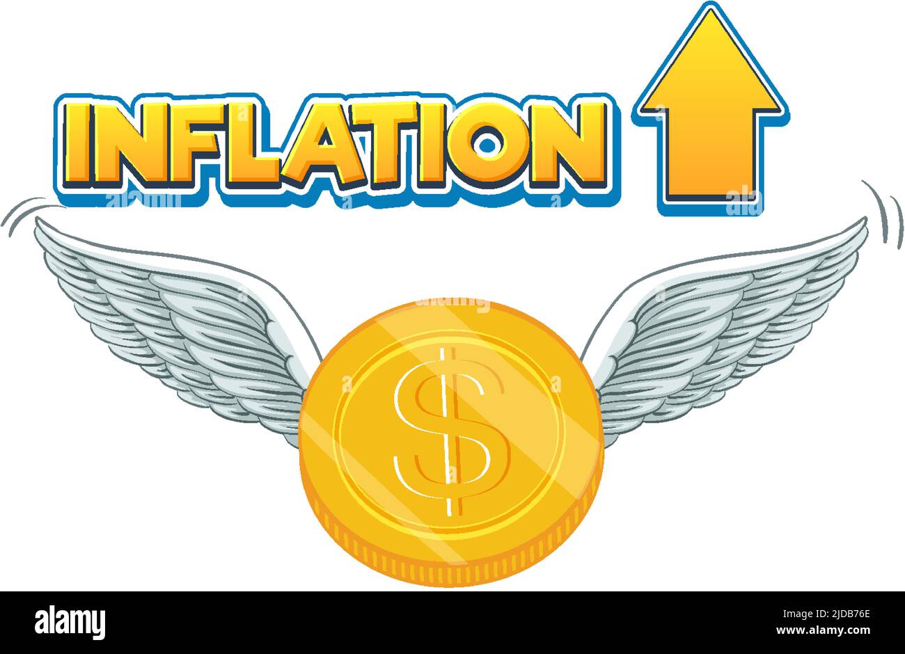 Inflation word logo design with coin wings illustration Stock Vector ...
