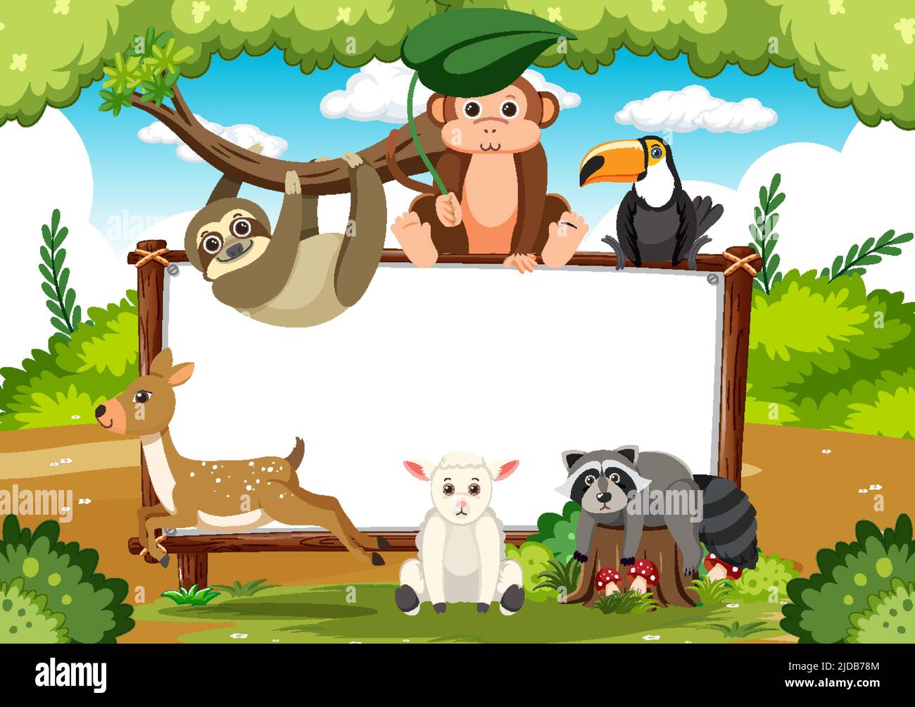 Blank board with wild animals illustration Stock Vector Image & Art - Alamy