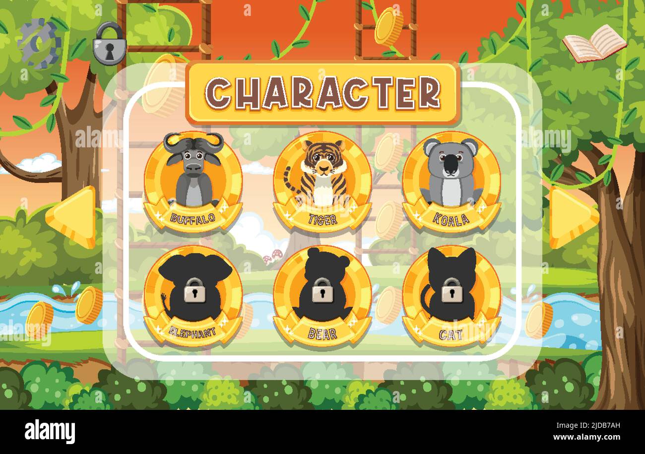 Wild animals game character illustration Stock Vector Image & Art - Alamy