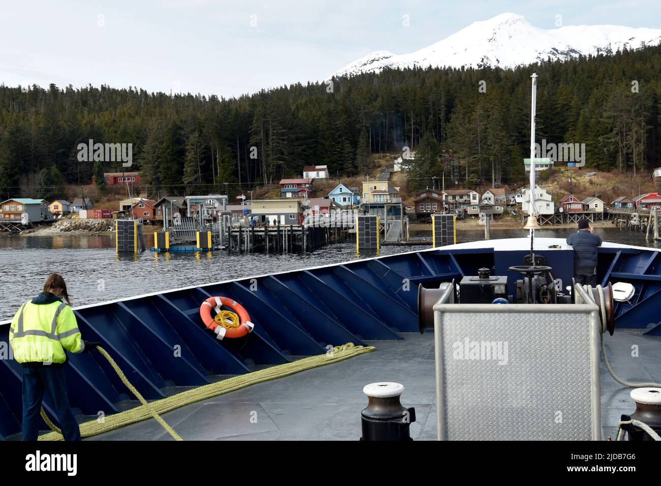 Alaska Marine Highway ferry, LeConte, arrives in Tenakee Springs ...