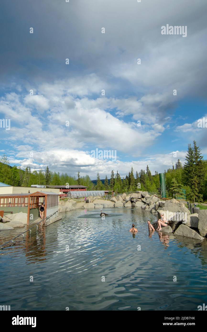 People enjoy the man-made pool at Chena Hot Springs, outside Fairbanks ...