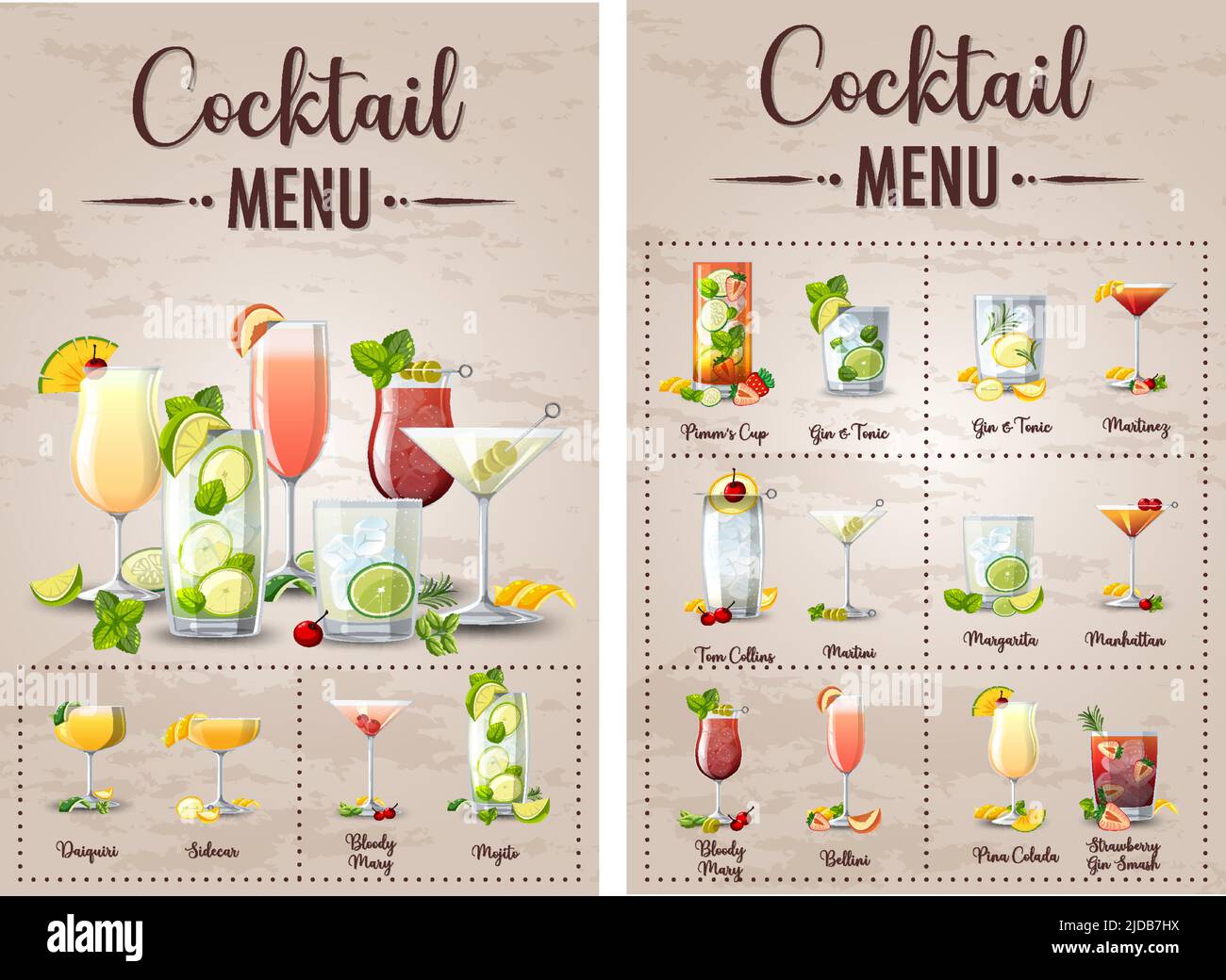A printed menu of cocktails illustration Stock Vector Image & Art - Alamy
