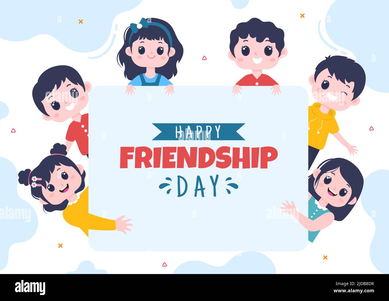 Happy Friendship Day Social Media Template Flat Cartoon Background ...