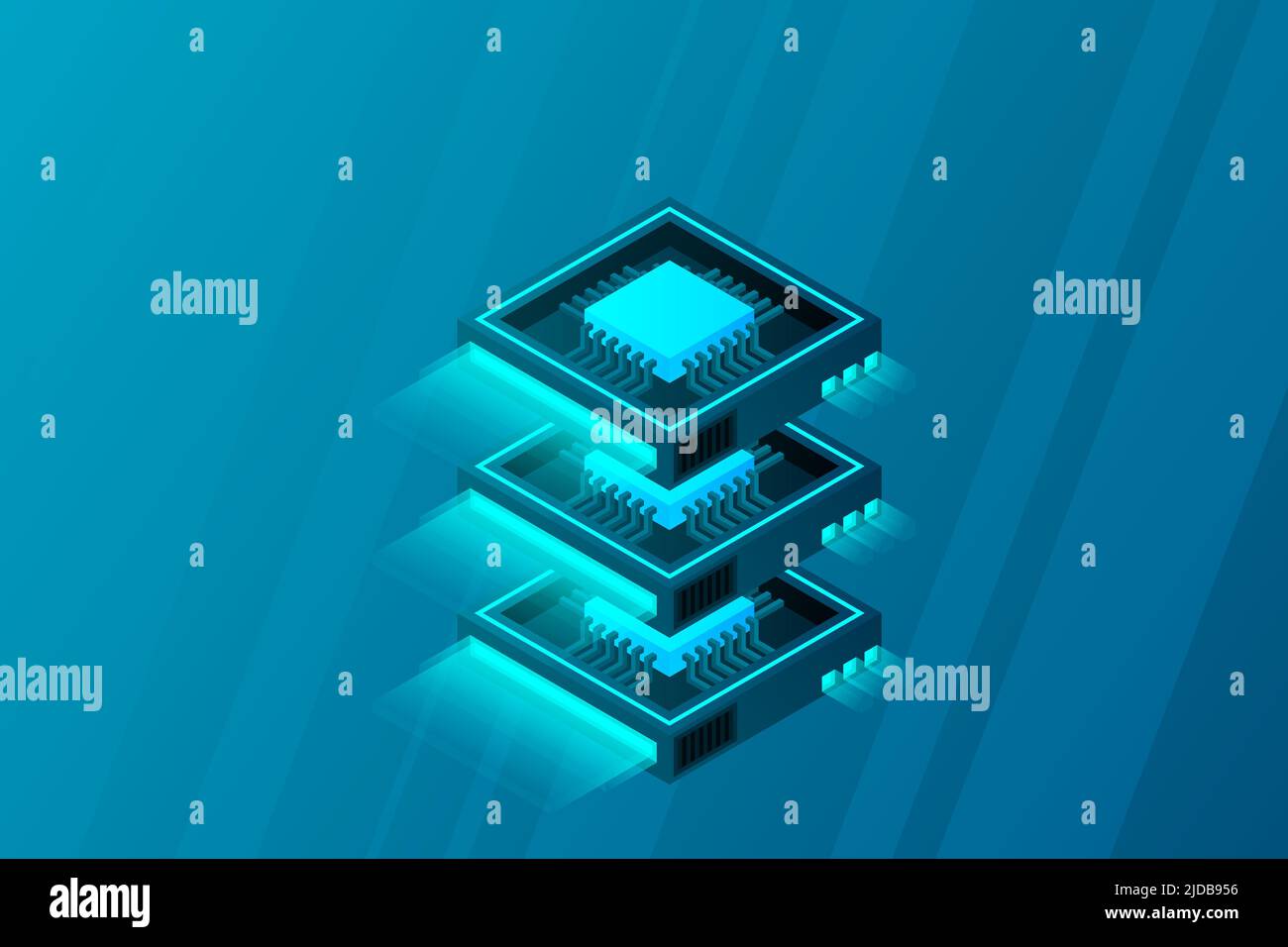 Quantum computer, large data processing, server room, artificial ...