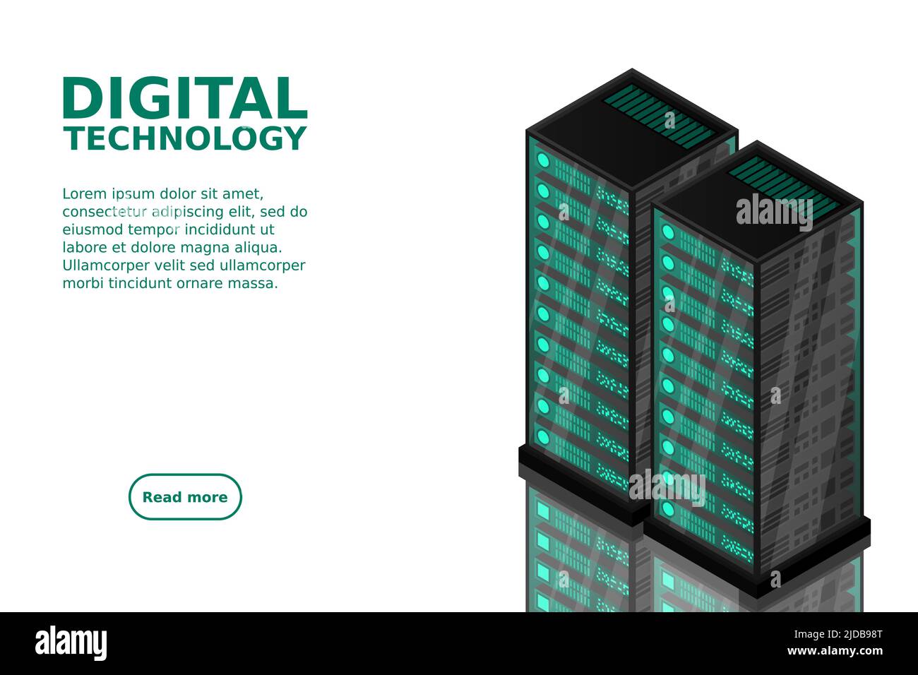 Mainframe, powered server, high technology concept, data center, cloud data storage isometric ...