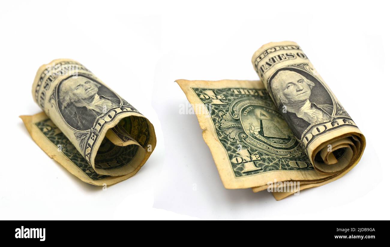 one money dollar bill on white Stock Photo - Alamy