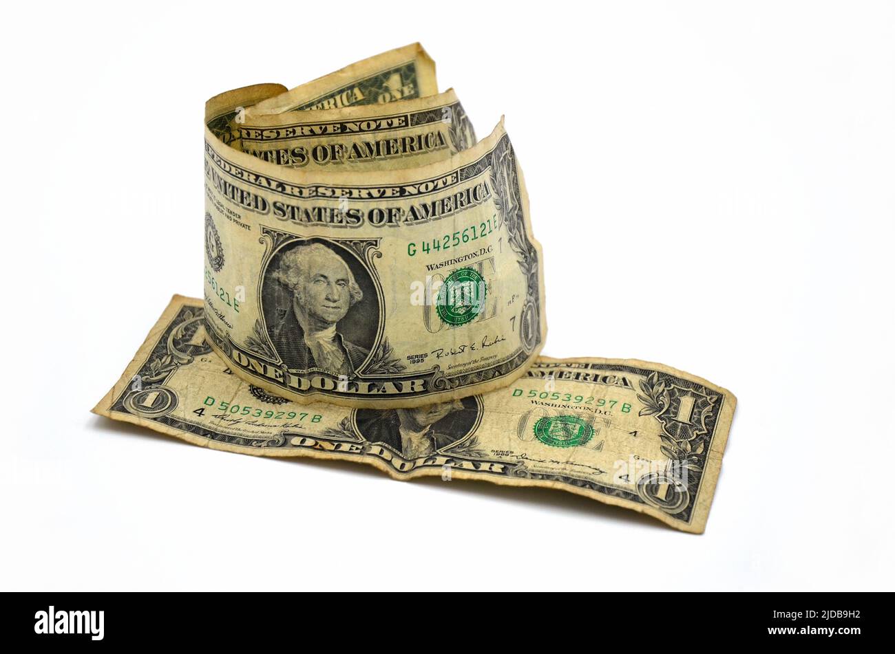 one money dollar bill on white Stock Photo - Alamy