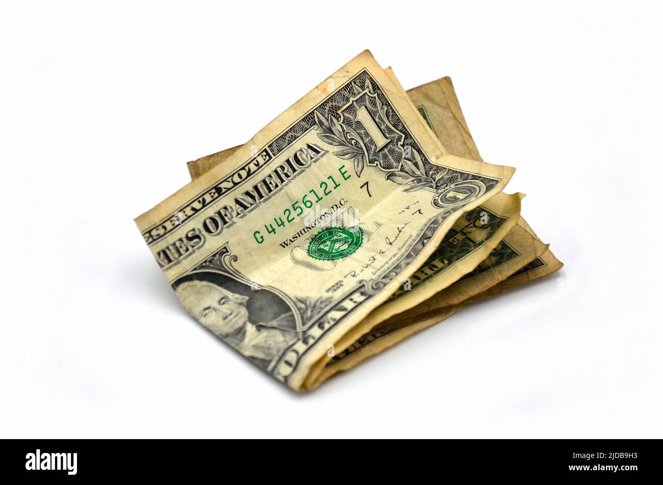 one money dollar bill on white Stock Photo - Alamy