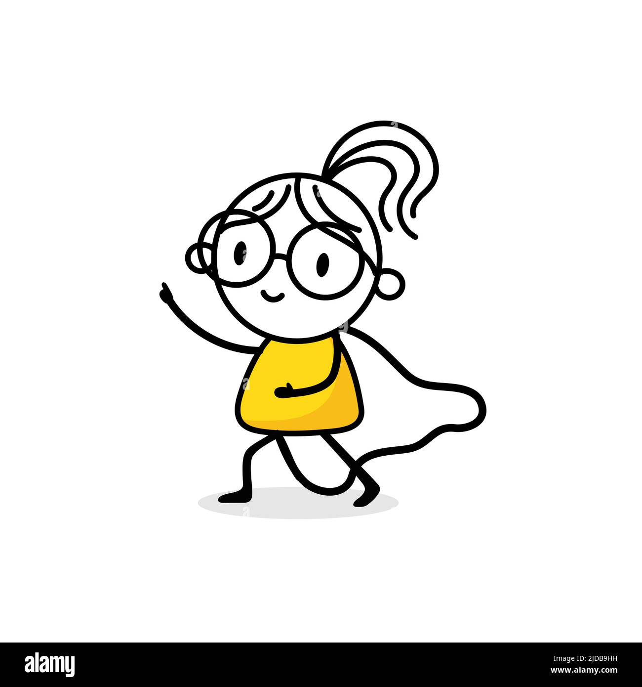 Businesswoman is a superhero. Hand drawn doodle woman. Leadership ...