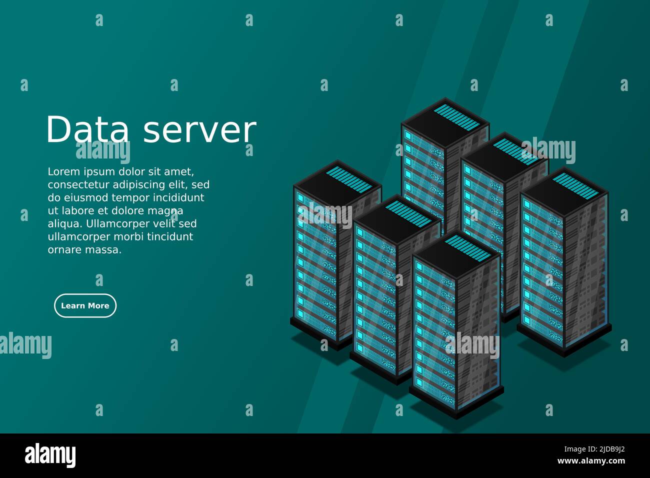 Mainframe, powered server, high technology concept, data center, cloud data storage isometric ...