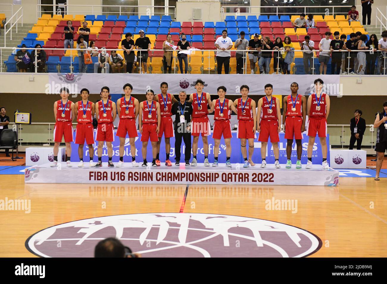 Japan Basketball team seen during the award presentation after the 2022 ...