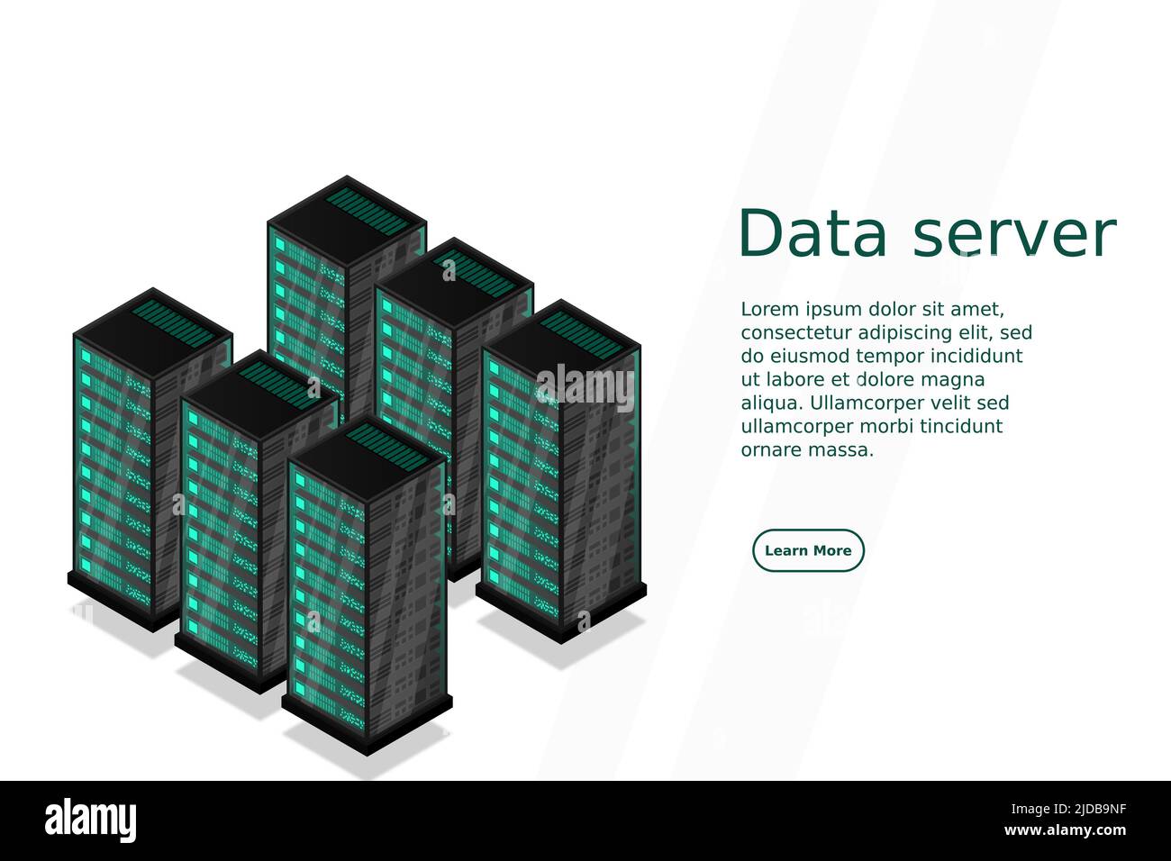 Mainframe, powered server, high technology concept, data center, cloud data storage isometric ...
