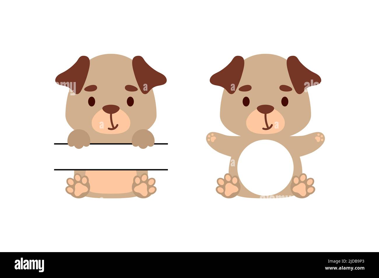 Cute little pug dog split monogram. Funny cartoon character for kids t ...