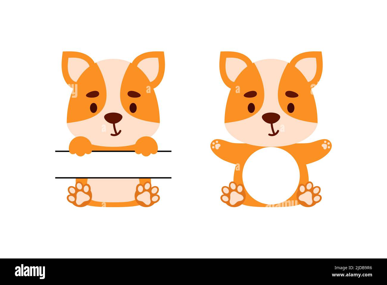 Cute little dog split monogram. Funny cartoon character for kids t ...